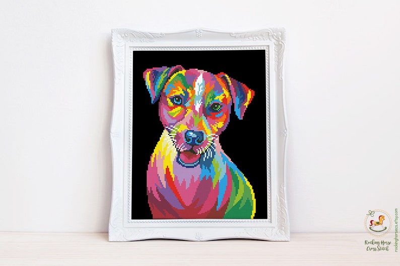 Colorful Jack Russell Terrier Cross Stitch Pattern Abstract - Etsy