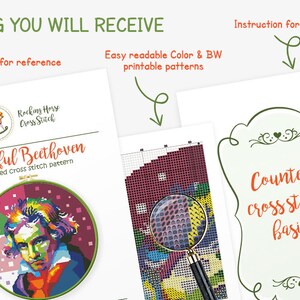 Colorful Beethoven Cross Stitch Pattern Abstract Composer Ludwig Van ...