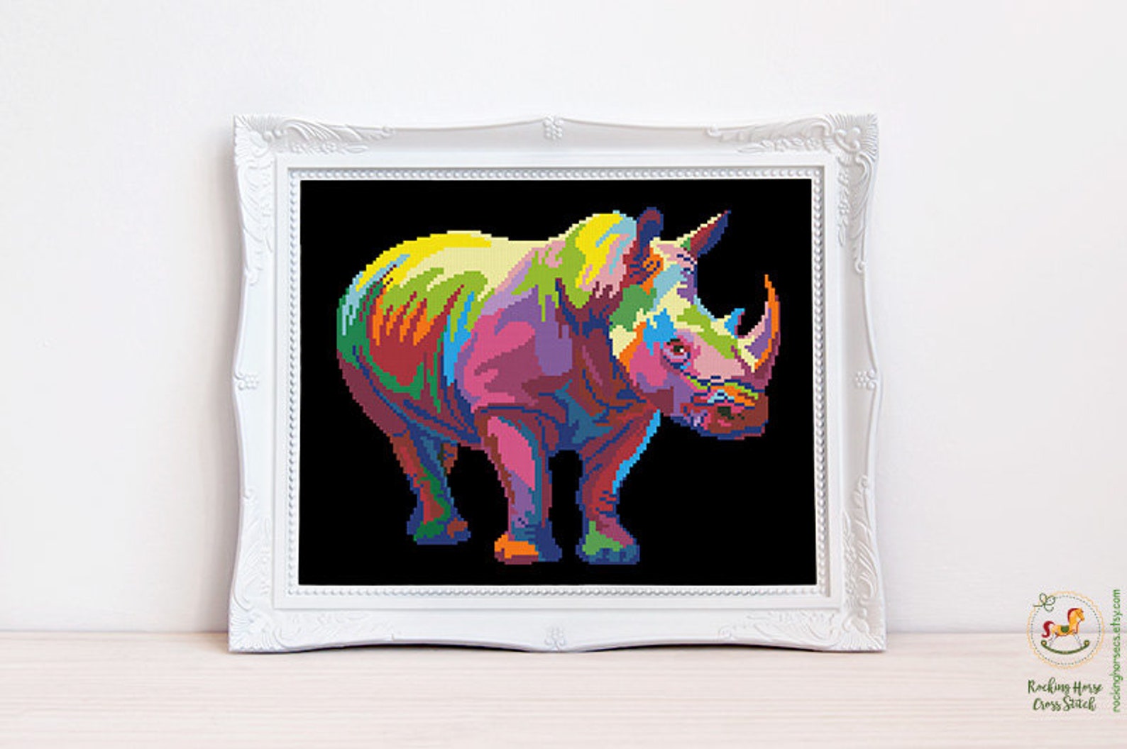 Colorful Rhino Cross Stitch Pattern Rainbow Rhinoceros Cross - Etsy
