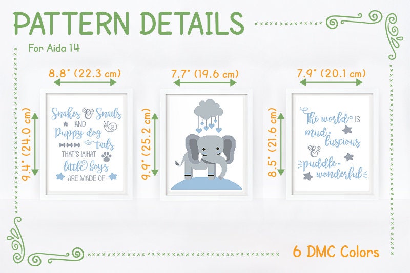 Baby Boy Cross Stitch Pattern Set of 3 Nursery Cross Stitch | Etsy