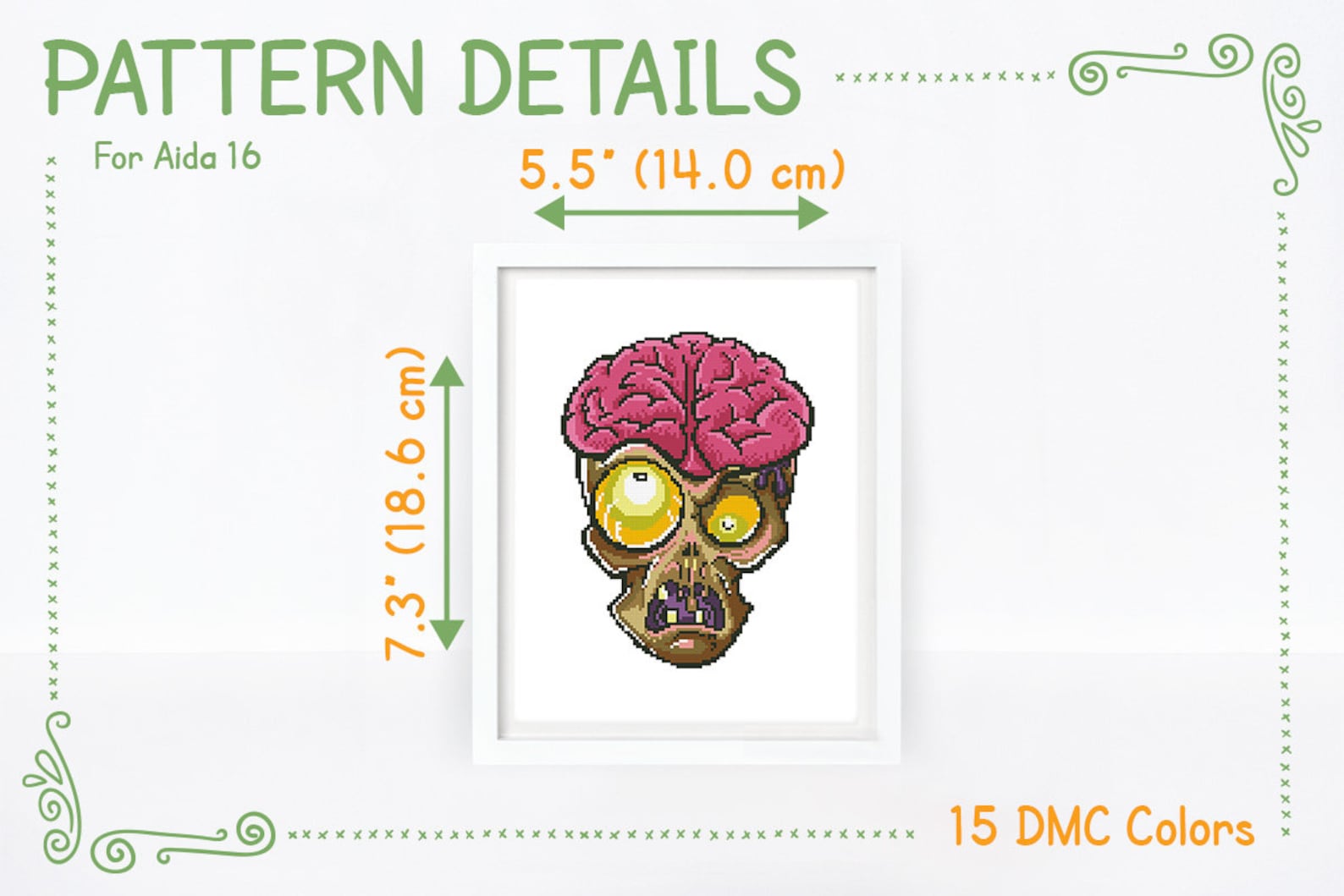 Zombie Cross Stitch Pattern Halloween Cross Stitch Horror - Etsy