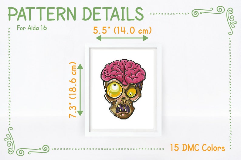 Zombie Cross Stitch Pattern Halloween Cross Stitch Horror - Etsy