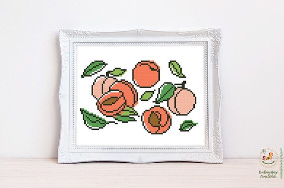Minimalistic apricots cross stitch pattern Boho apricot cross | Etsy