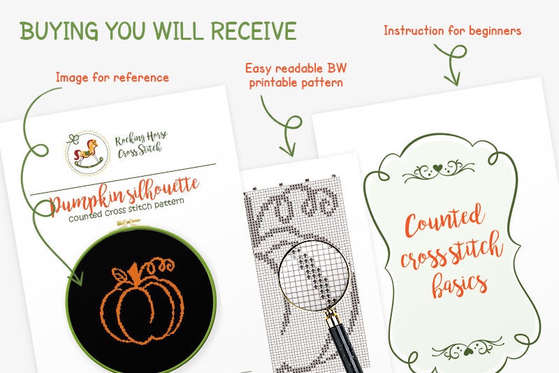 Pumpkin Cross Stitch Pattern Easy Pumpkin Silhouette Cross - Etsy