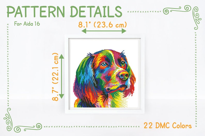 Colorful English Springer Spaniel Cross Stitch Pattern - Etsy