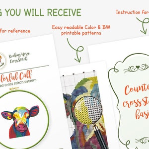 Colorful Calf Cross Stitch Pattern Abstract Rainbow Cow Cross Stitch ...