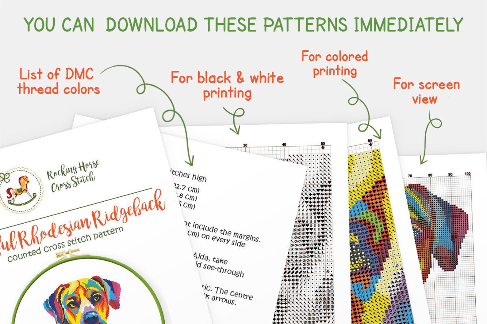 Colorful Rhodesian Ridgeback Cross Stitch Pattern Abstract | Etsy