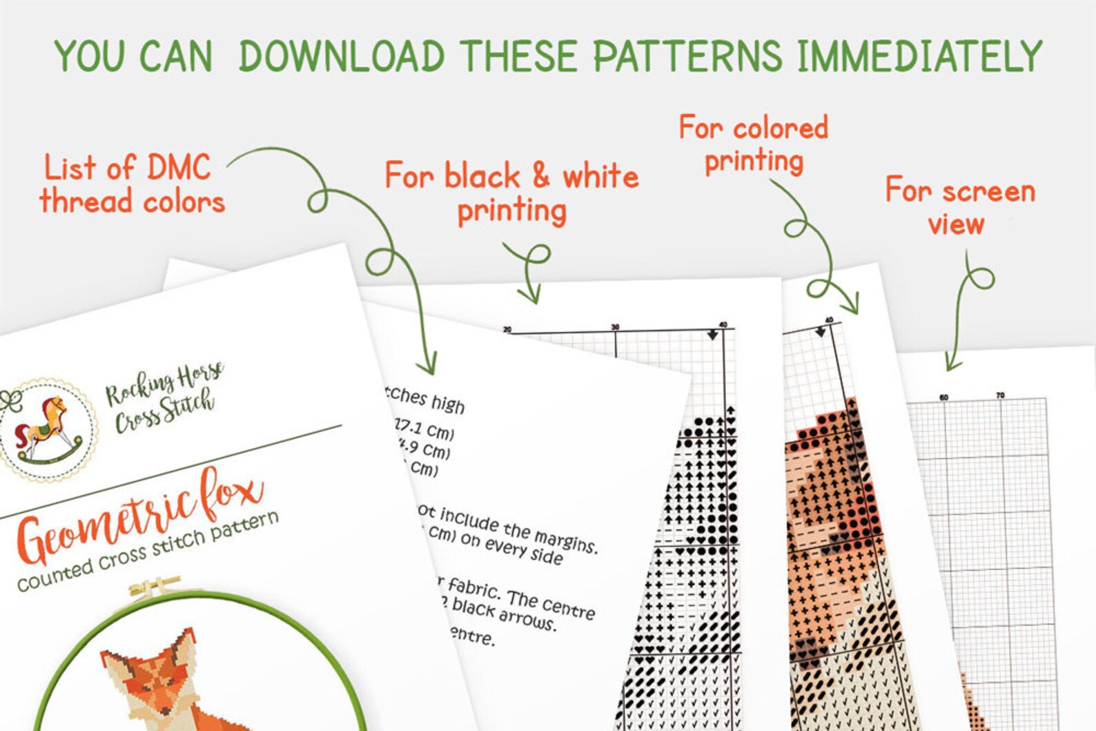 Geometric Fox Cross Stitch Pattern Modern Wild Animal Cross - Etsy