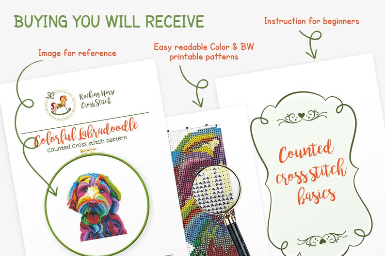 Colorful Labradoodle Cross Stitch Pattern Abstract Rainbow - Etsy