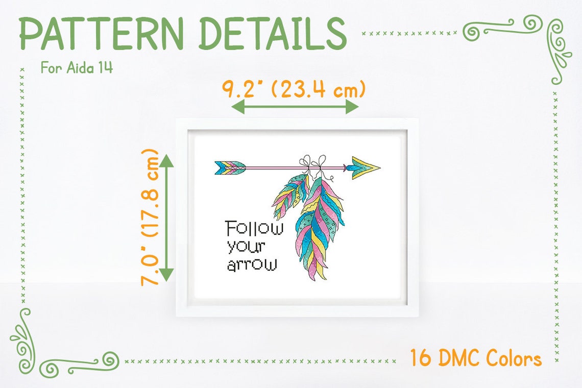 Follow Your Arrow Cross Stitch Pattern Boho Inspirational - Etsy