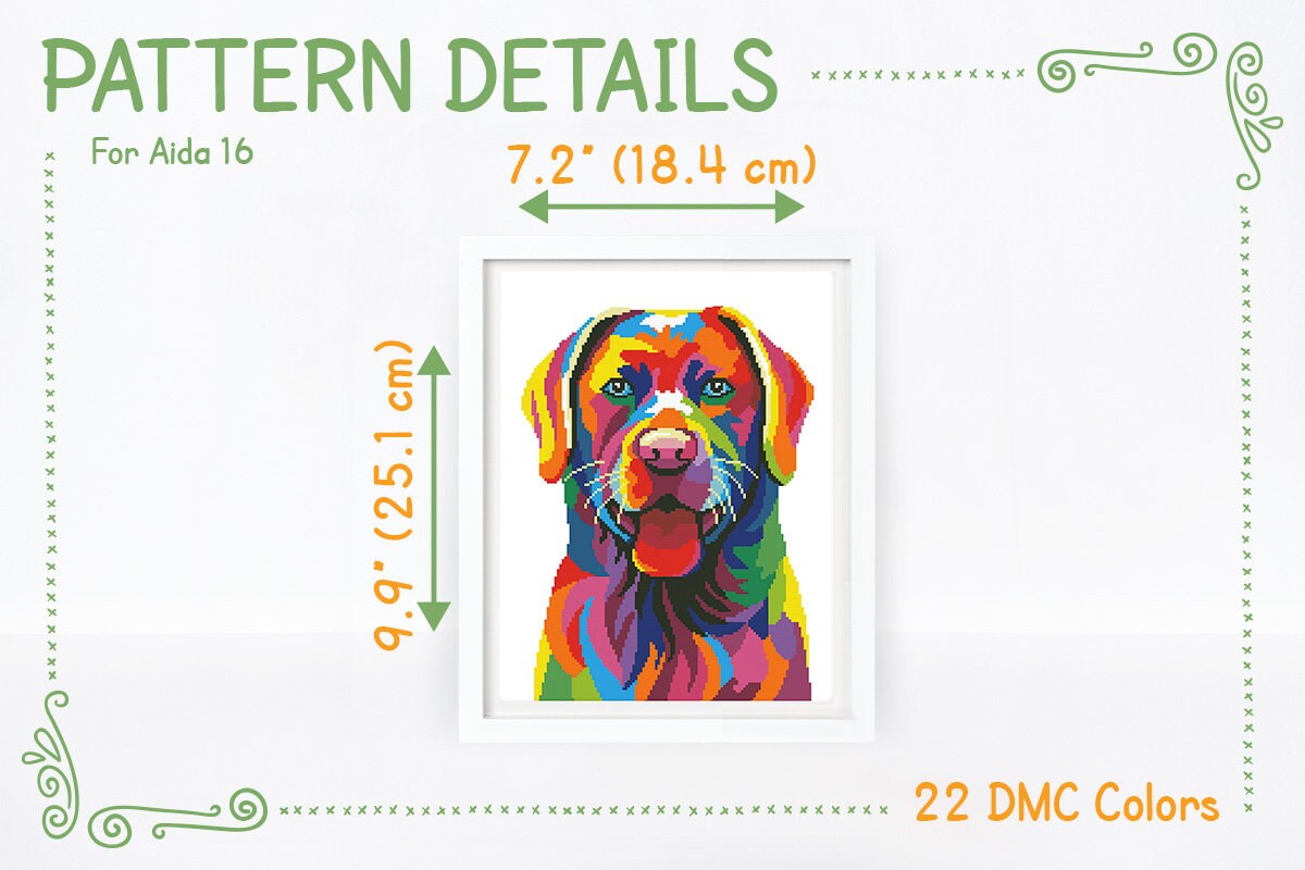 Colorful Labrador Retriever Cross Stitch Pattern Abstract | Etsy