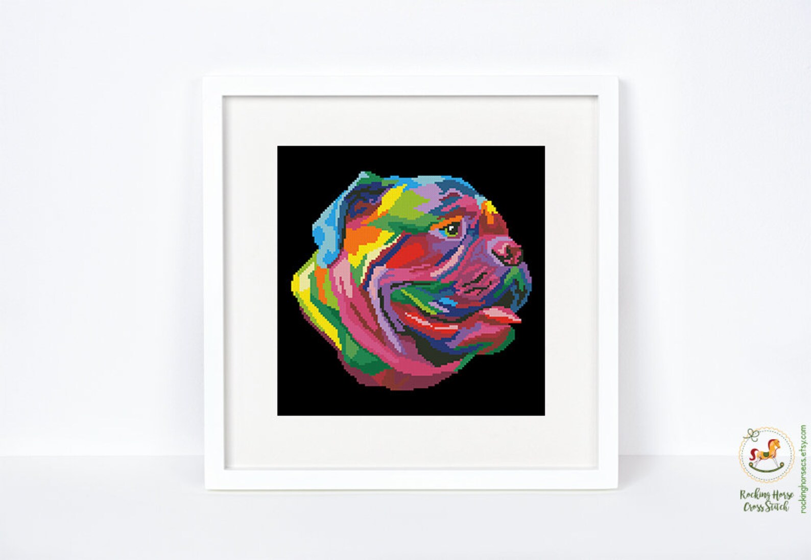 Abstract Bulldog Cross Stitch Pattern Rainbow Bulldog Cross - Etsy