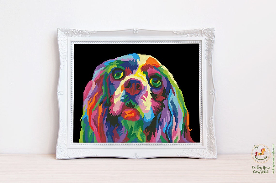Rainbow Cocker Spaniel Cross Stitch Pattern Abstract Colorful | Etsy