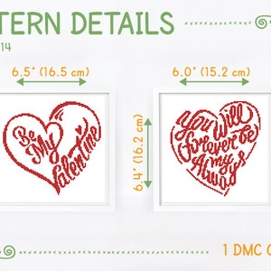 Be My Valentine Cross Stitch Pattern Set of 2 Hearts Cross Stitch You ...