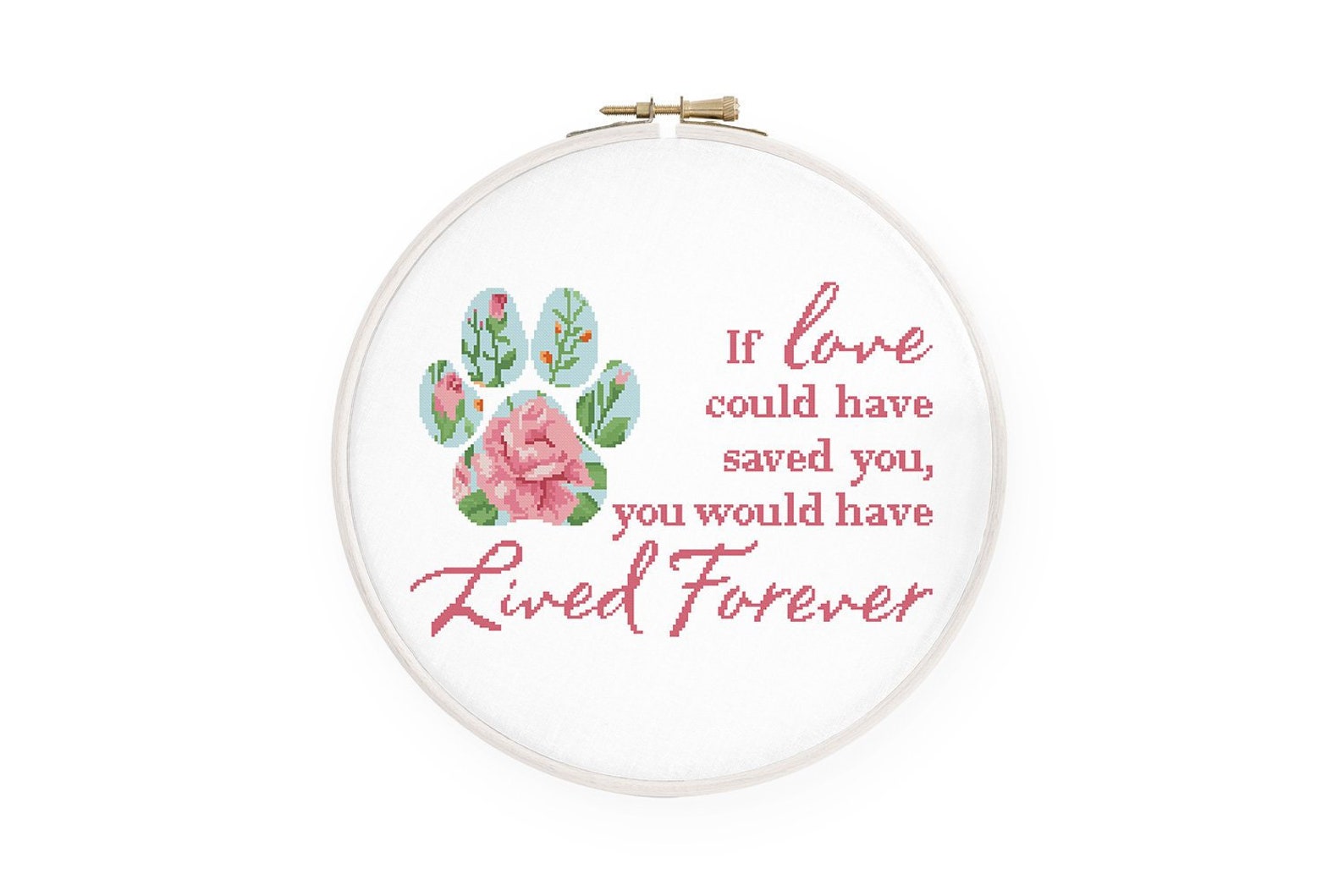 Pet Memorial Cross Stitch Pattern Pet Loss Cross Stitch Floral - Etsy