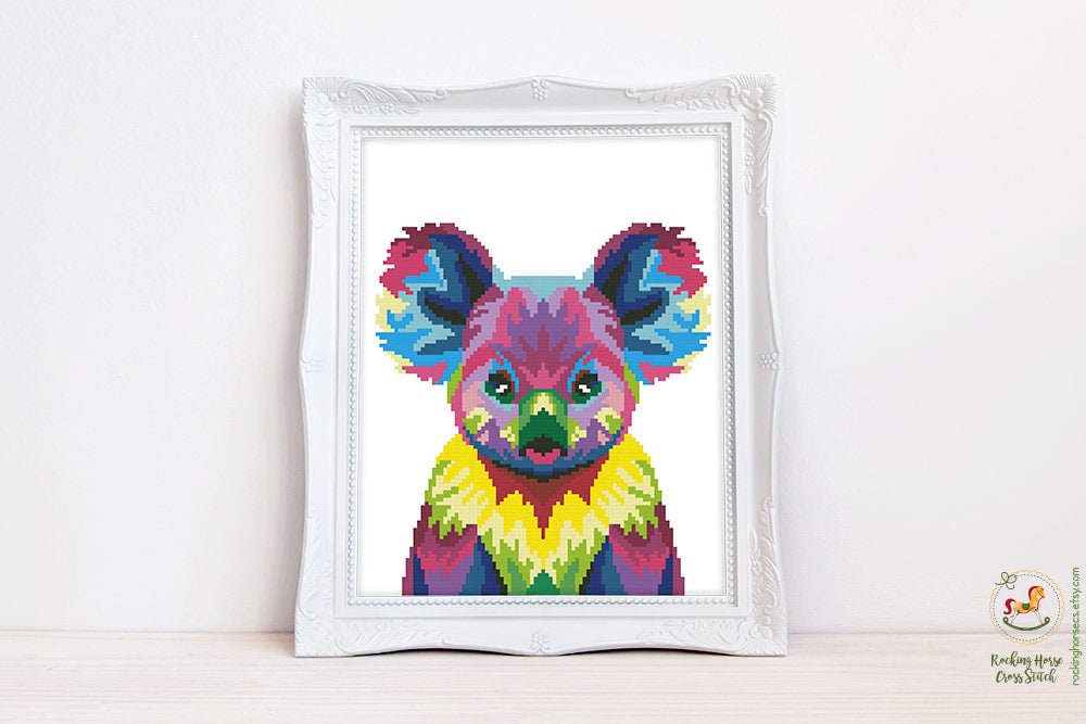 Colorful koala cross stitch pattern Abstract rainbow koala | Etsy