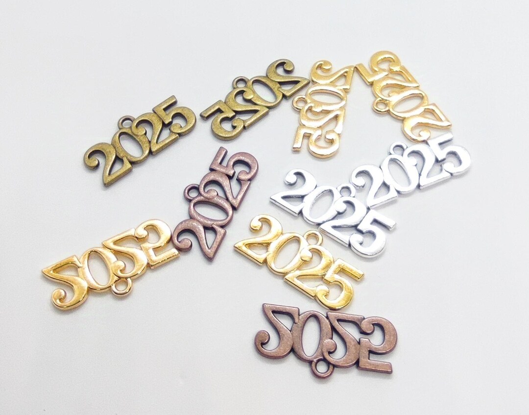 2026 Year Charms, Gold, Silver, Bronze, Jewelry Embellishments, Set of ...