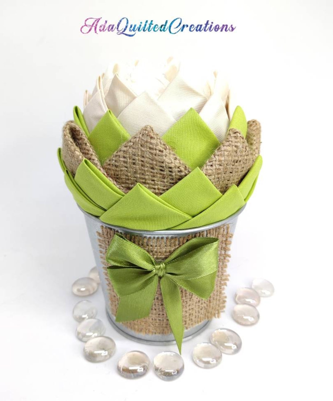 Pot Flower Tabletop Decor Flower in a Pot Fabric Pot Flower - Etsy