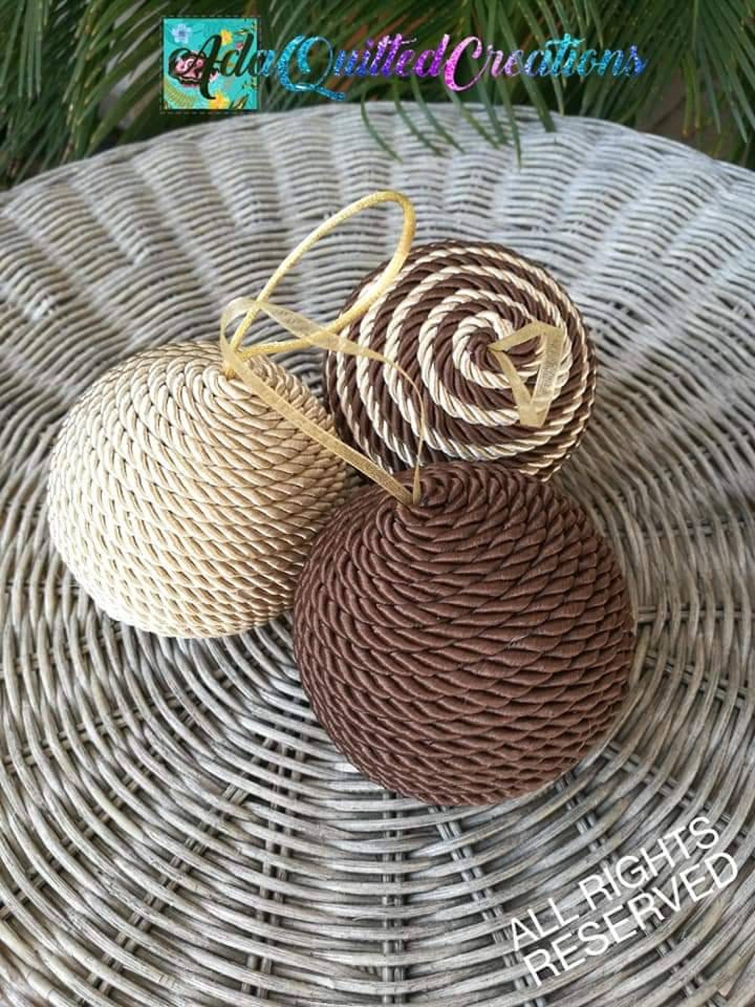 Three Wire Rayon Cord Ornament in Sets of 3 or Individually, Christmas ...