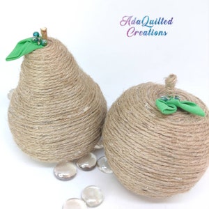 Rustic Fall Decor, Rope Apples and Pears, Teacher's Gift Idea, Fall ...