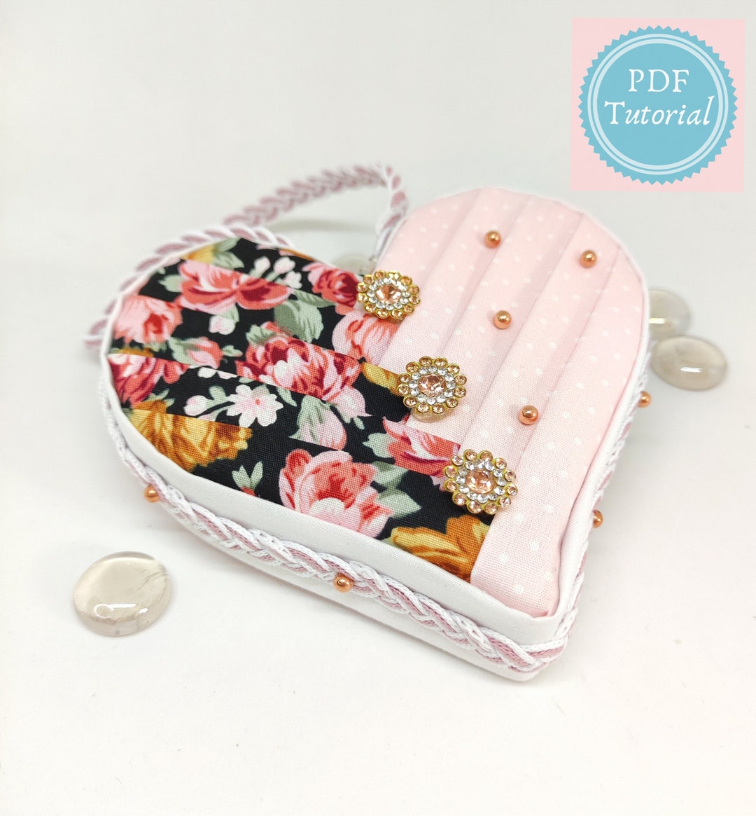 TUTORIAL, Shabby Chic Heart Pattern Pdf File, No Sew Folded Fabric ...