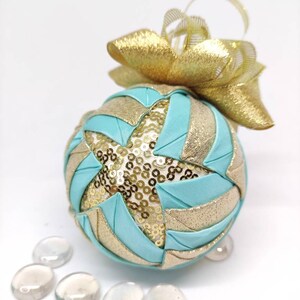 Aqua Christmas Ornament, Quilted Ornament, Lone Star Quilted Ornament ...