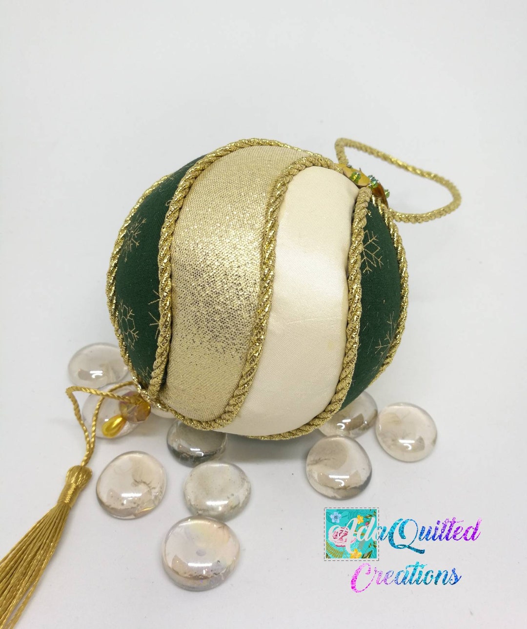 Kimekomi Christmas Tree Ornament, Kimekomi Ball Ornament, Fabric ...