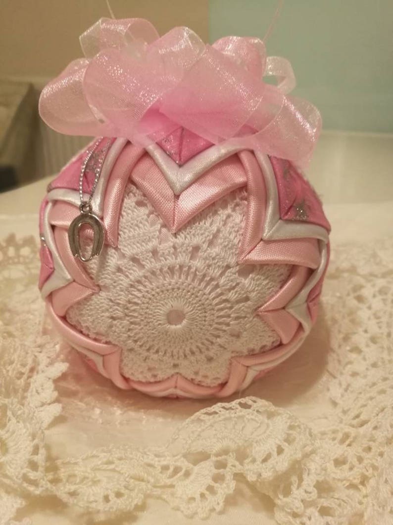Quilted Christmas Ball Crochet Lace Ornament Laced Folded - Etsy