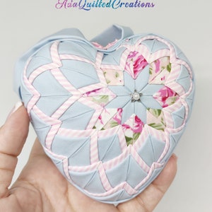 TUTORIAL, Blooming Heart Flower Pattern Pdf File, No Sew Quilted Heart ...