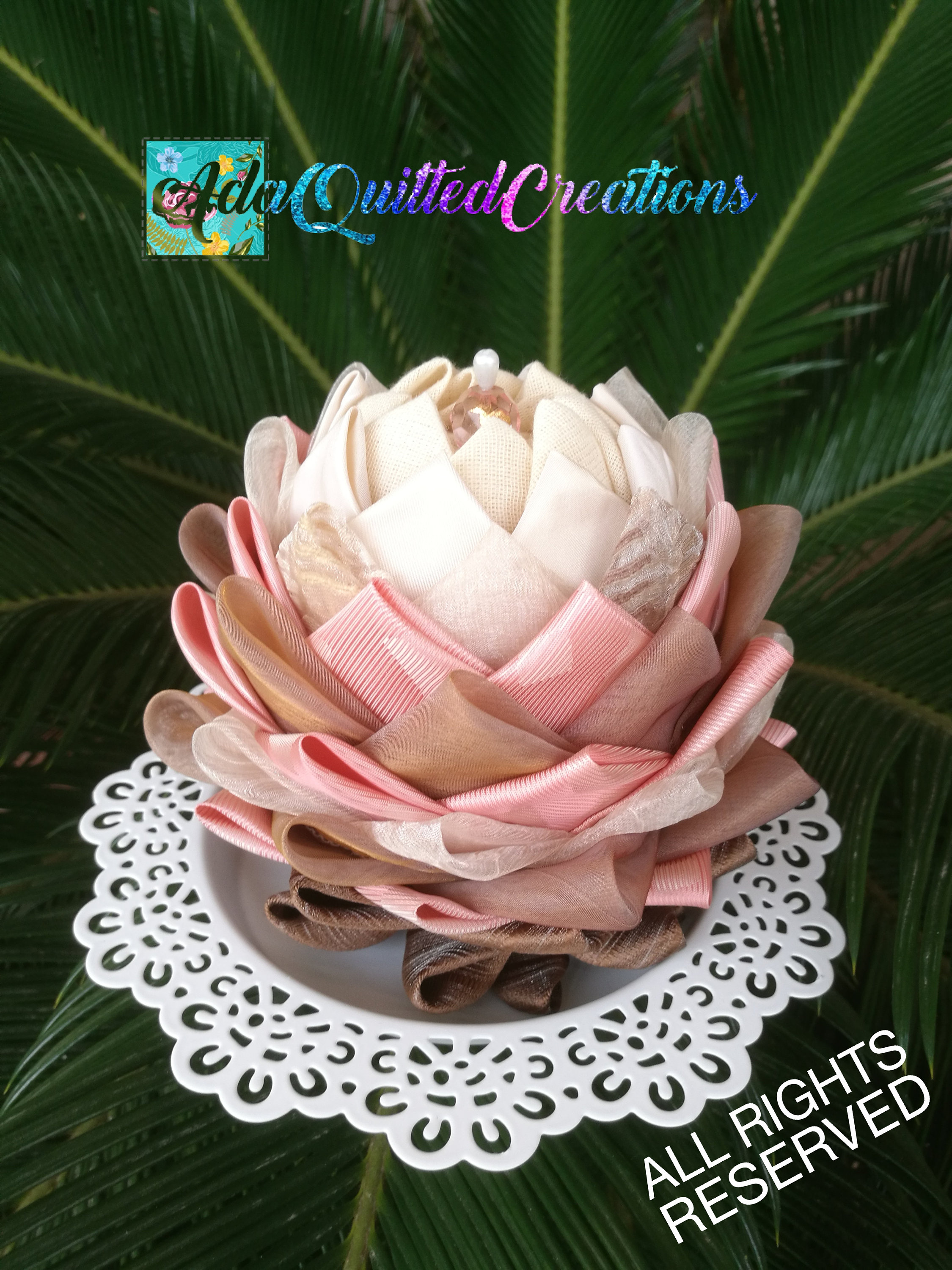 Quilted Lotus Flower Tutorial, No Sew Fabric Water Lily (PDF Pattern ...