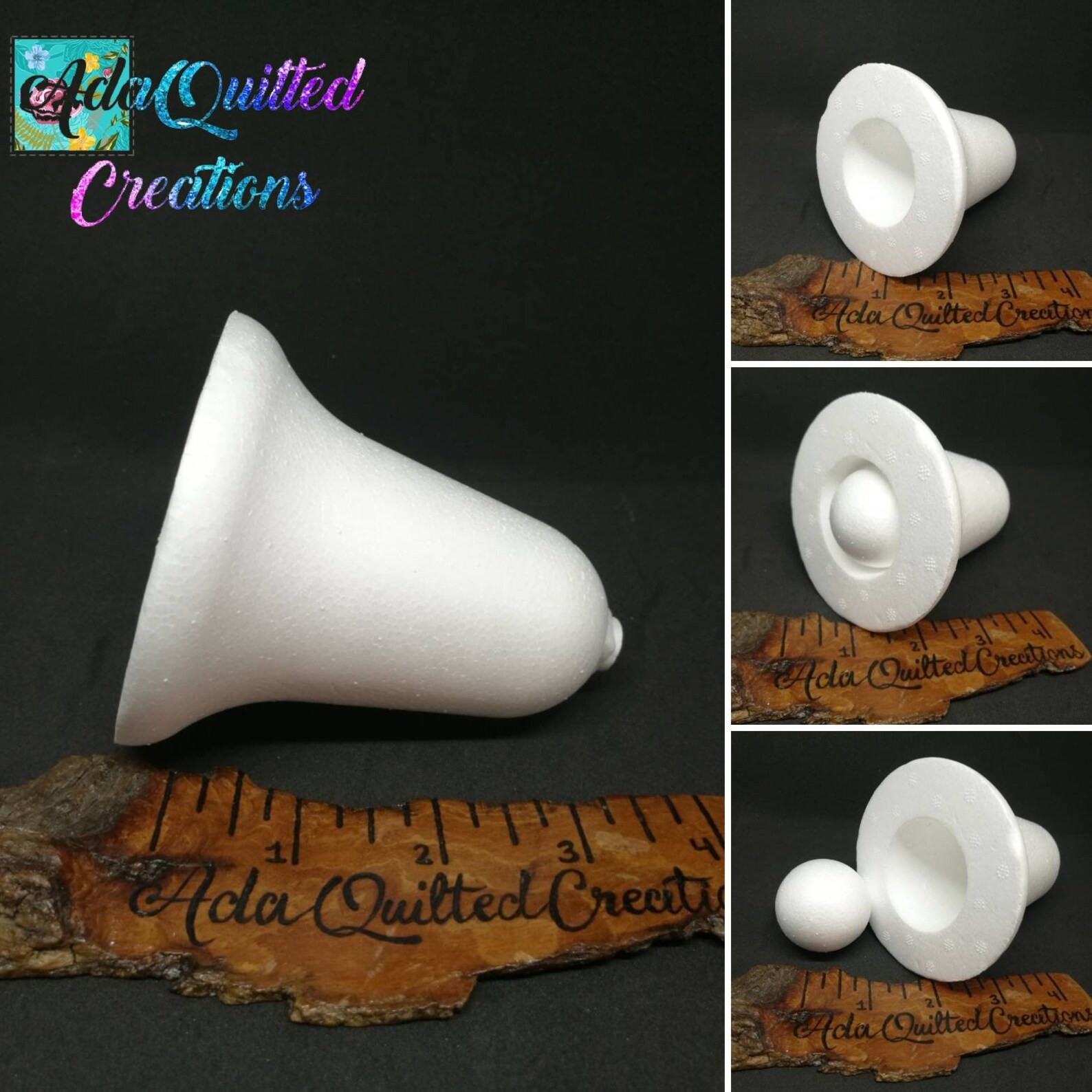 Styrofoam Bells, Four Different Sizes Polystyrene Bells 8cm 9cm 11cm ...