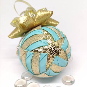 Aqua Christmas Ornament, Quilted Ornament, Lone Star Quilted Ornament ...