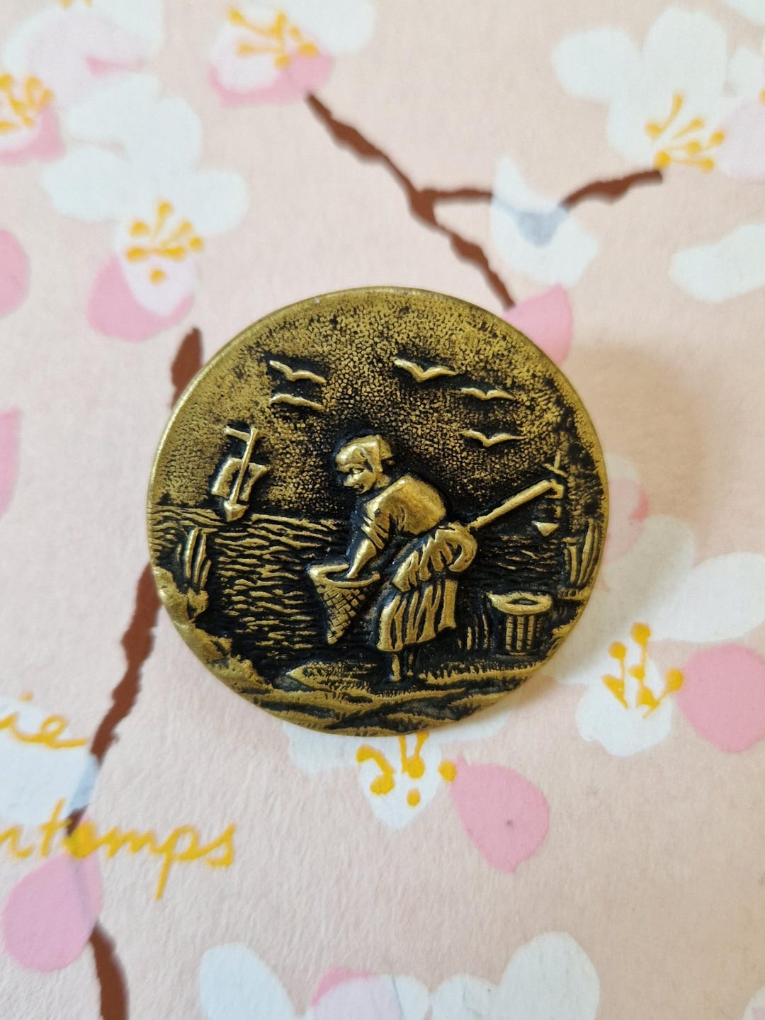 Large Antique Button Metal Old Metal Button 33 Mm Signed Paris - Etsy UK