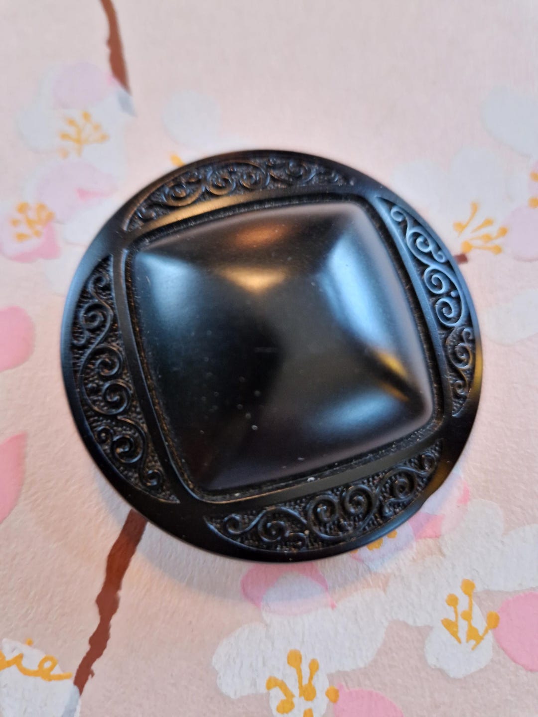 Large Antique Glass Button Large Antique Button Matt Black Glass 46 Mm ...