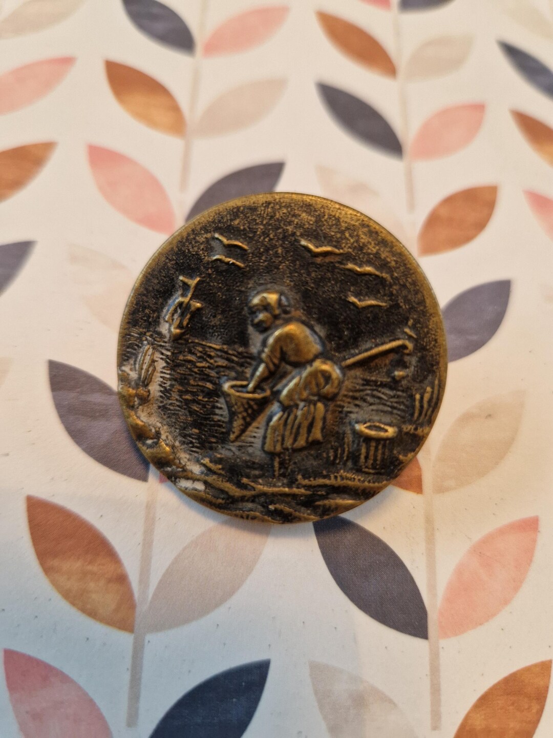 Large Antique Button Metal Antique Button 33 Mm Signed Paris - Etsy