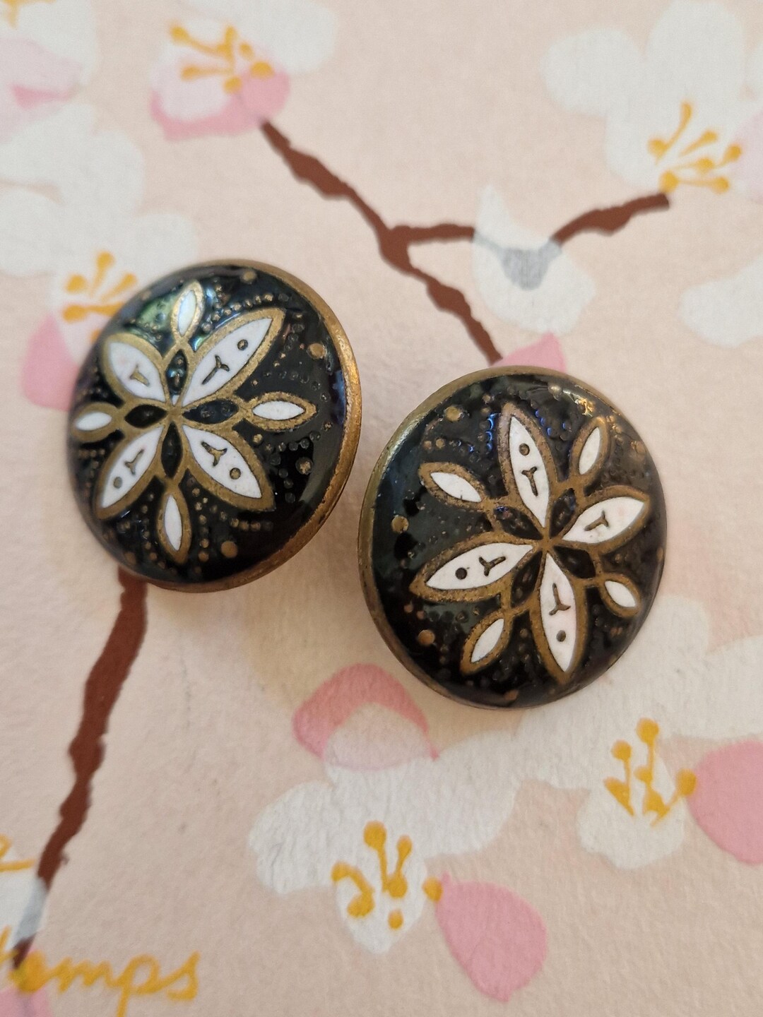 Antique Enamel Buttons 2 Old Enamel Buttons 23 Mm - Etsy