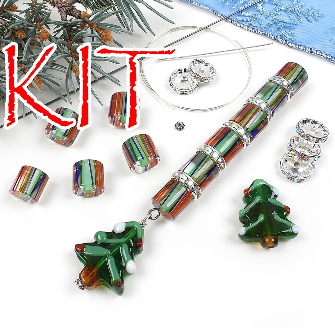 KIT Green Red Icicle Ornament, Crystal Rhinestone Spacer Beads, Furnace ...