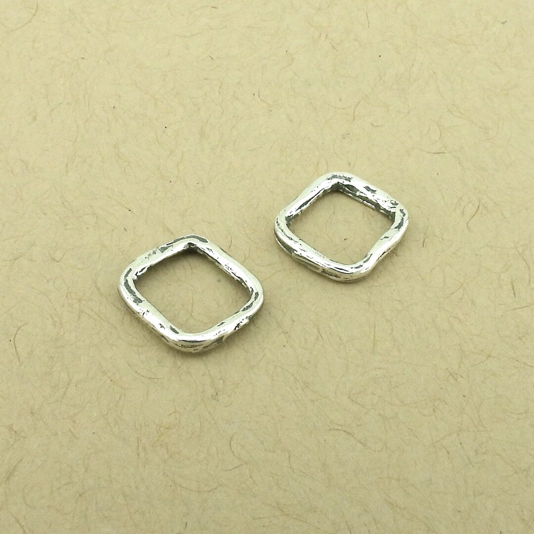 2 Pcs Flat Square Jump Rings, Sterling Silver Links, Closed Connectors ...