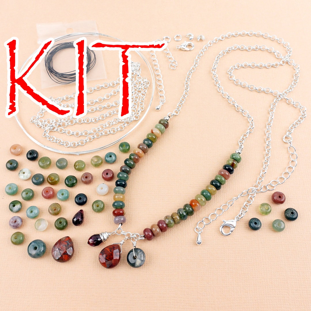KIT Assorted Semiprecious Stone Bead Necklace Triple Drop - Etsy