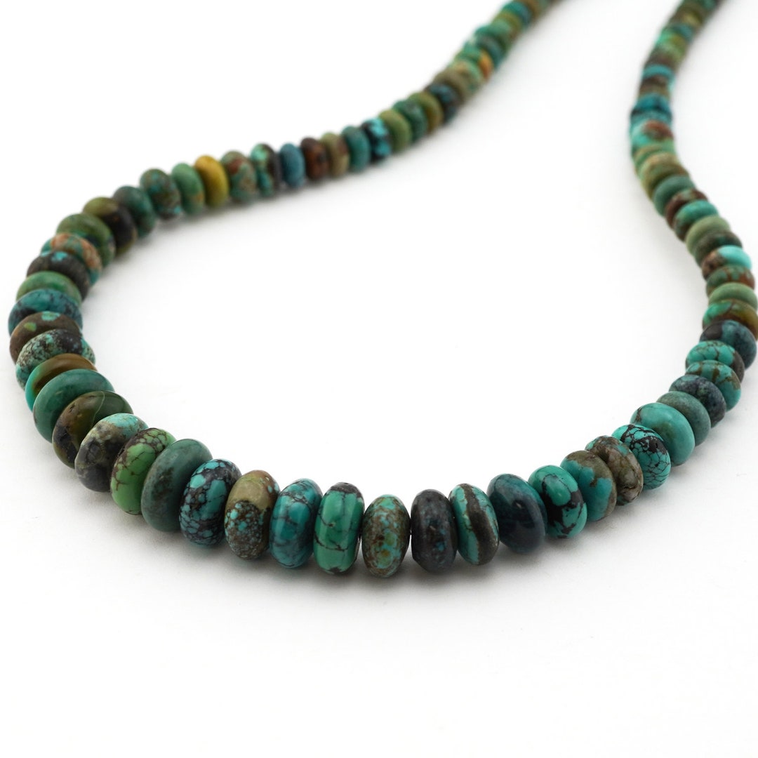 Hubei Turquoise Rondelle Beads, Blue Green Stone, Irina Miech ...