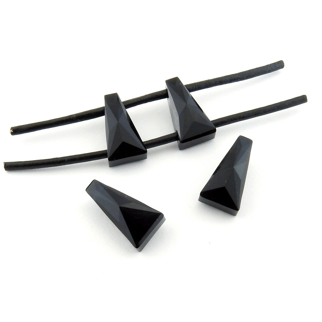 4 Pcs Swarovski Crystal Keystone Beads, Two Hole Component, Jet Color ...