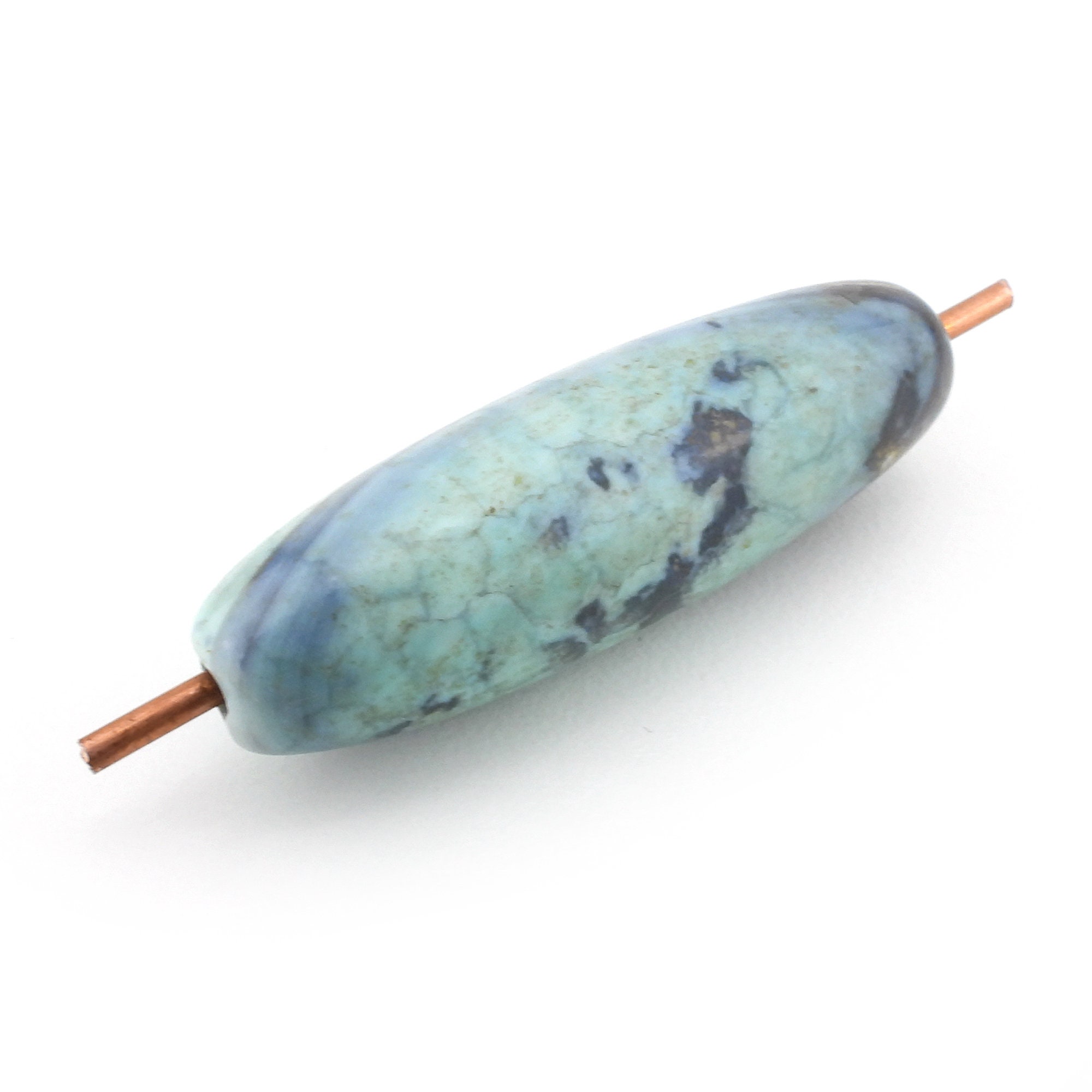 Long Oval Dyed Fire Agate Bead Light Blue Turquoise Stone - Etsy UK