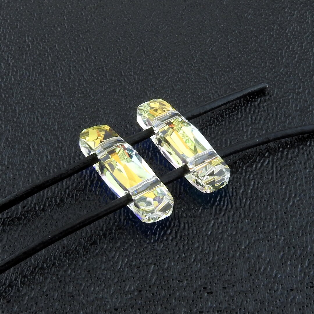 2 Pcs Swarovski Crystal Column Beads, Rectangular Two Hole Component ...