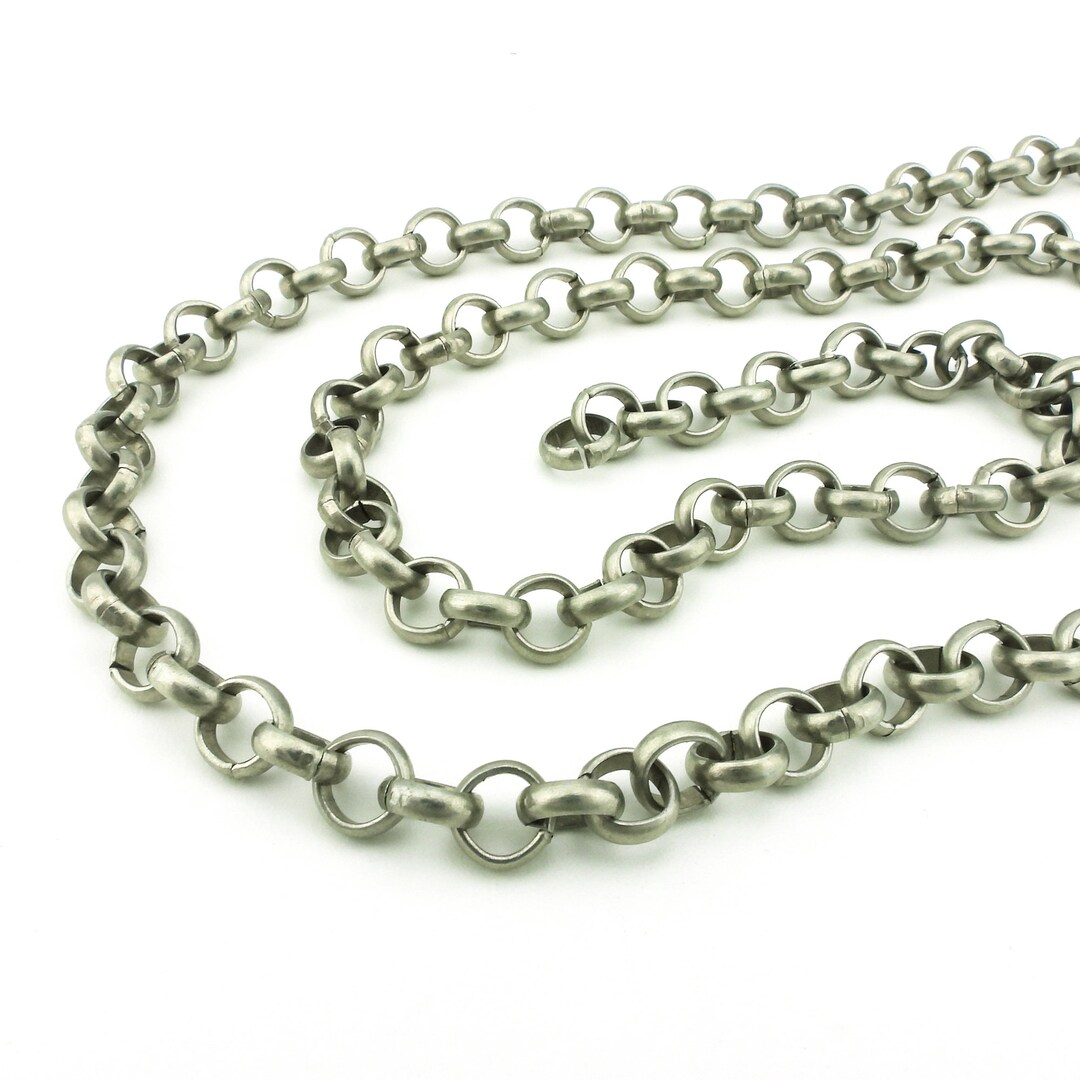 One Foot of Large Rolo Chain Antique Silver Plated Brass - Etsy