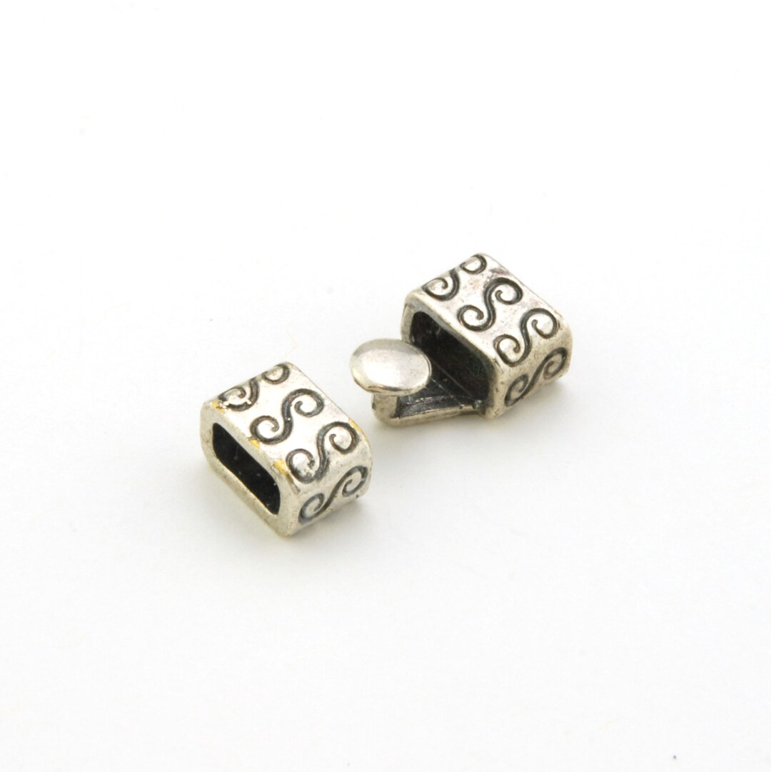 2 Part Leather Hitch Clasp, Glue in Component, Antique Silver Plated ...