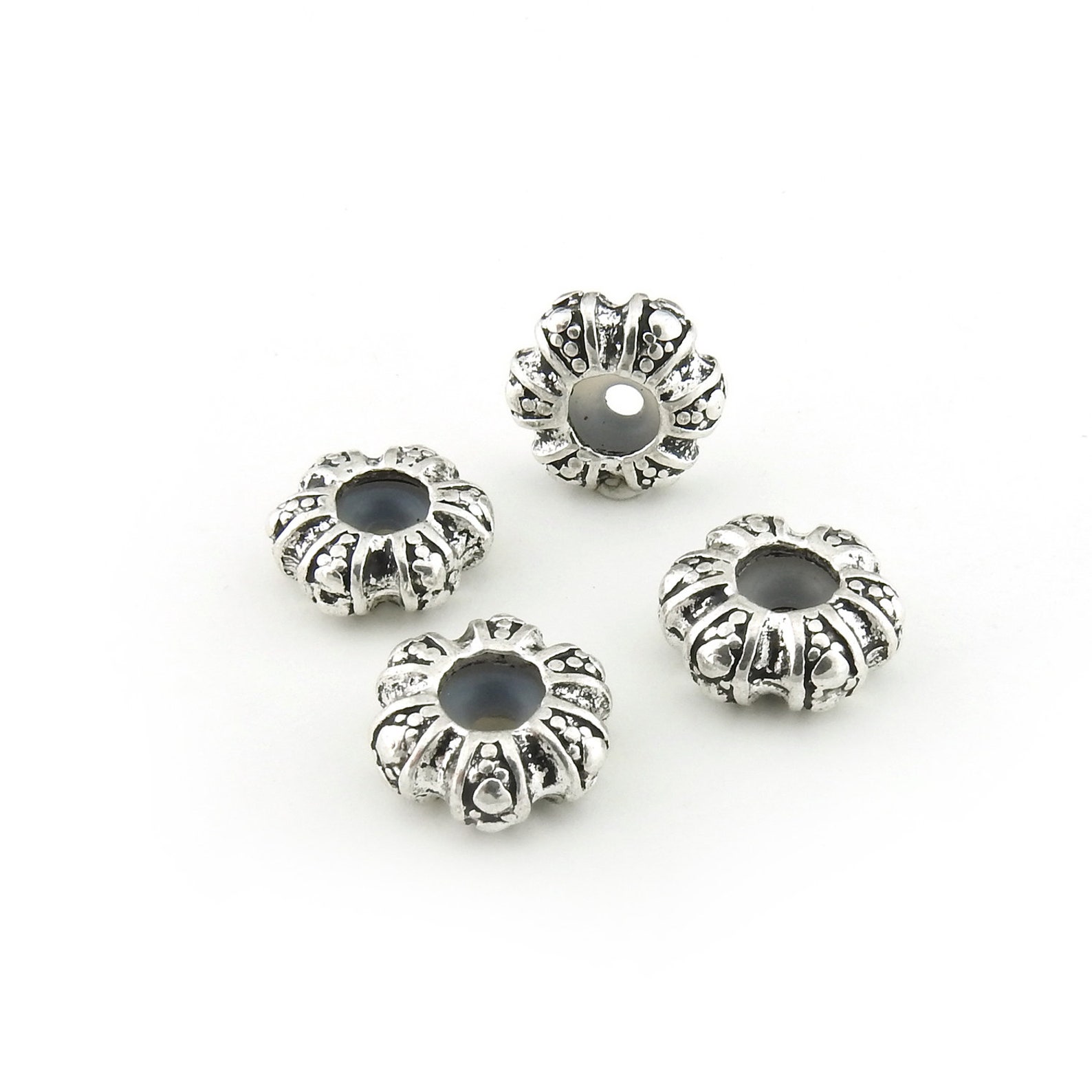4 Pcs Floral Antique Silver Smart Beads Silver Plated Base - Etsy