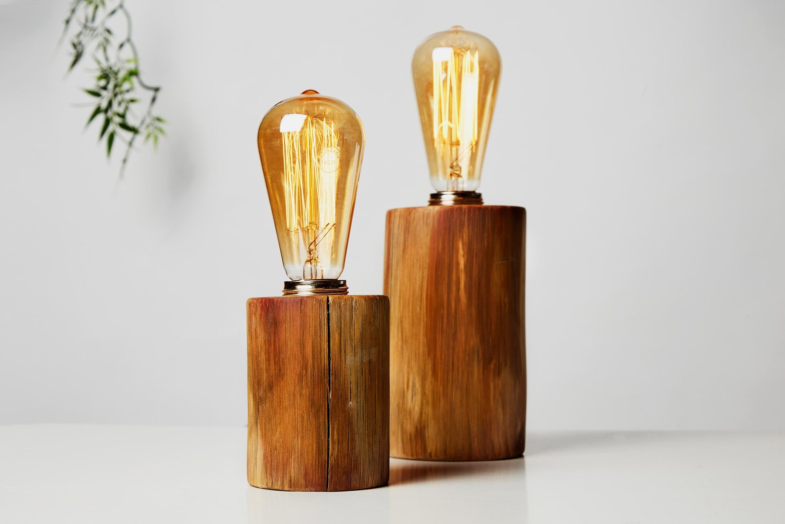 Wood Desk Lamp With Edison Light Bulb Home Office Bedside - Etsy