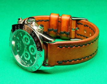 Handmade Leather Watch Strap With Camel Vegetable Tanned - Etsy