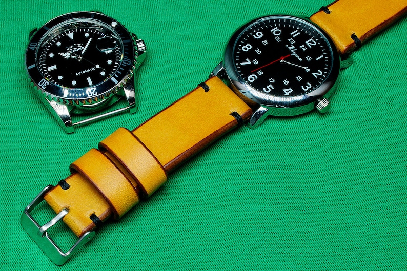 Handmade Leather Watch Strap With Camel Vegetable Tanned - Etsy