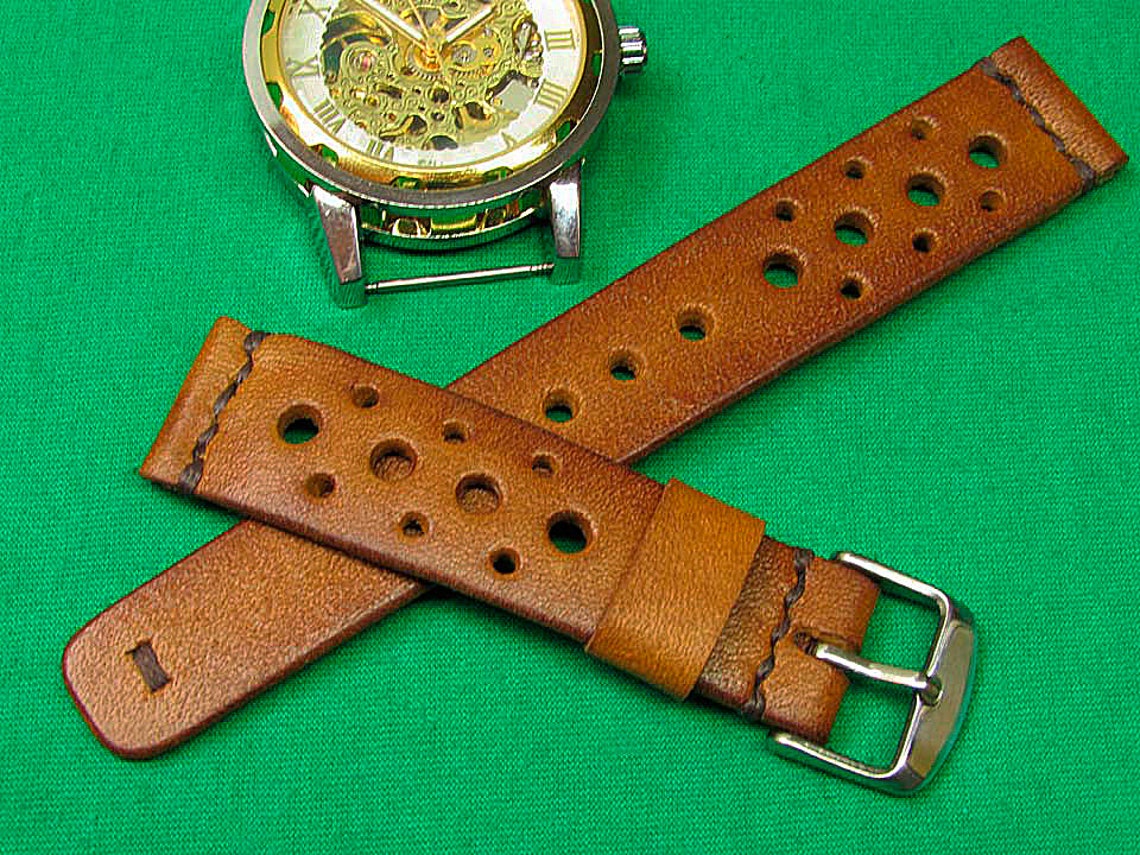 Handmade Rally Watch Strap Whiskey Leather: 18mm-24mm, Watch Band ...